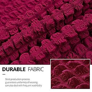 NICEEC Sofa Slipcover Red Sofa Cover 1 Piece Easy Fitted Sofa Couch Cover Universal High Stretch Durable Furniture Protector with Skirt Country Style (3 Seater Wine Red), Large