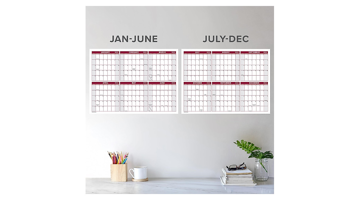 2024 Large 24" x 36" Dry Erase Wall Calendar