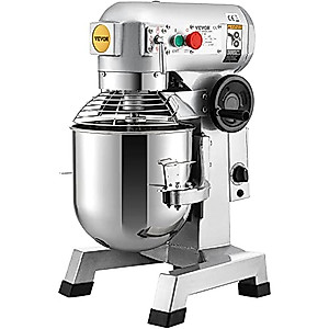 VEVOR Commercial Food Mixer, 10Qt Commercial Mixer with Timing Function, 450W Stainless Steel Bowl Heavy Duty Electric Food Mixer Commercial with 3 Speeds Adjustable, Perfect for Bakery Pizzeria