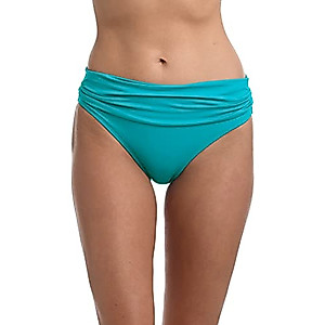 La Blanca Women's Island Goddess Shirred Band Hipster Bikini Swimsuit Bottom, Turquoise, 8