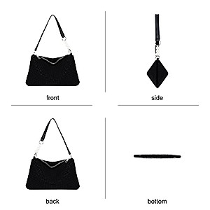 Evevictor Bling Clutch Purse, Crossbody Handbag, Rhinestone Money Handbag for Women, Black