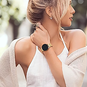 JKD Metal Band Compatible with Samsung Galaxy Watch 7 6 5 4 Bands 40mm 44mm, Galaxy Watch 6 Classic/4 Classic Band 42mm 46mm 43mm 47mm/Active 2, 20mm Stainless Steel Wristband Women Men, Rose Gold