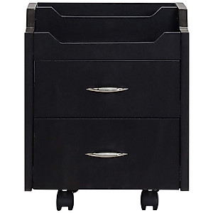 J & A Wood Top Pedicure Cart/Trolley with Two Full Functional Utility Drawers, Heavy Duty Swivel Casters with Lock, Sleek Modern Design, in Walnut, JA-JM-CART-Walnut