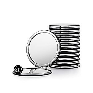 Getinbulk Compact Mirror Bulk, Set of 12 Round Double-Sided 1X/3X Magnification PU Leather (White, 2.8")