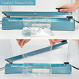 Impulse Sealer 16 inch Heat Sealer for Plastic Bags, Metal Iron Shell Plastic Bag Sealer Heat Seal, Mylar Bag Sealer, Manual Poly Bag Hot Seal Sealing Machine with 4 Repair Kit(2 Cutting Lines Included)