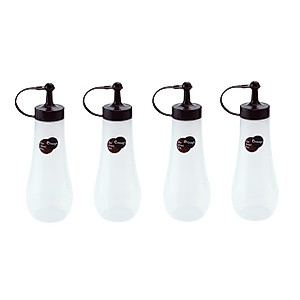 JapanBargain 3272, Set of 4 Japanese Squeeze Bottle Squirt Condiment Bottle Oil Bottle Soy Sauce Dispenser for Kitchen, Made in Japan, 12oz