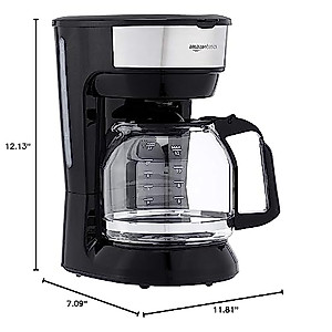 Amazon Basics 12 Cup Coffee Maker With Reusable Filter, Black & Stainless Steel