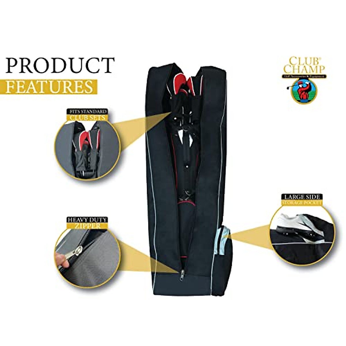 Club Champ Golf Bag Travel Cover(Black)