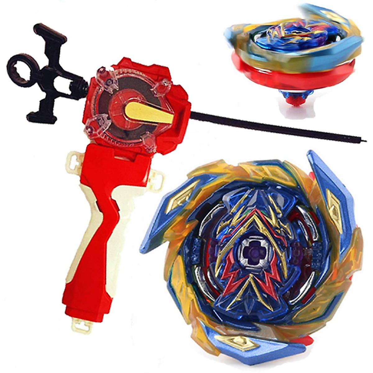 Combat Gyro LR Sparking Launcher Grip Starter Set Bey Burst Evolution Blades God Bey Super King Booster B-163 Brave Valkyrie.Ev' 2A Attack Gyro Bay Gaming Tops Spinning Toys Gift for Boys Kids