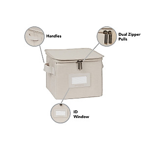 Covermates Keepsakes - Zip-Top Storage Box - Heavy Duty Polyester- Reinforced Handles - Stackable Design - Indoor Storage-Beige Heather