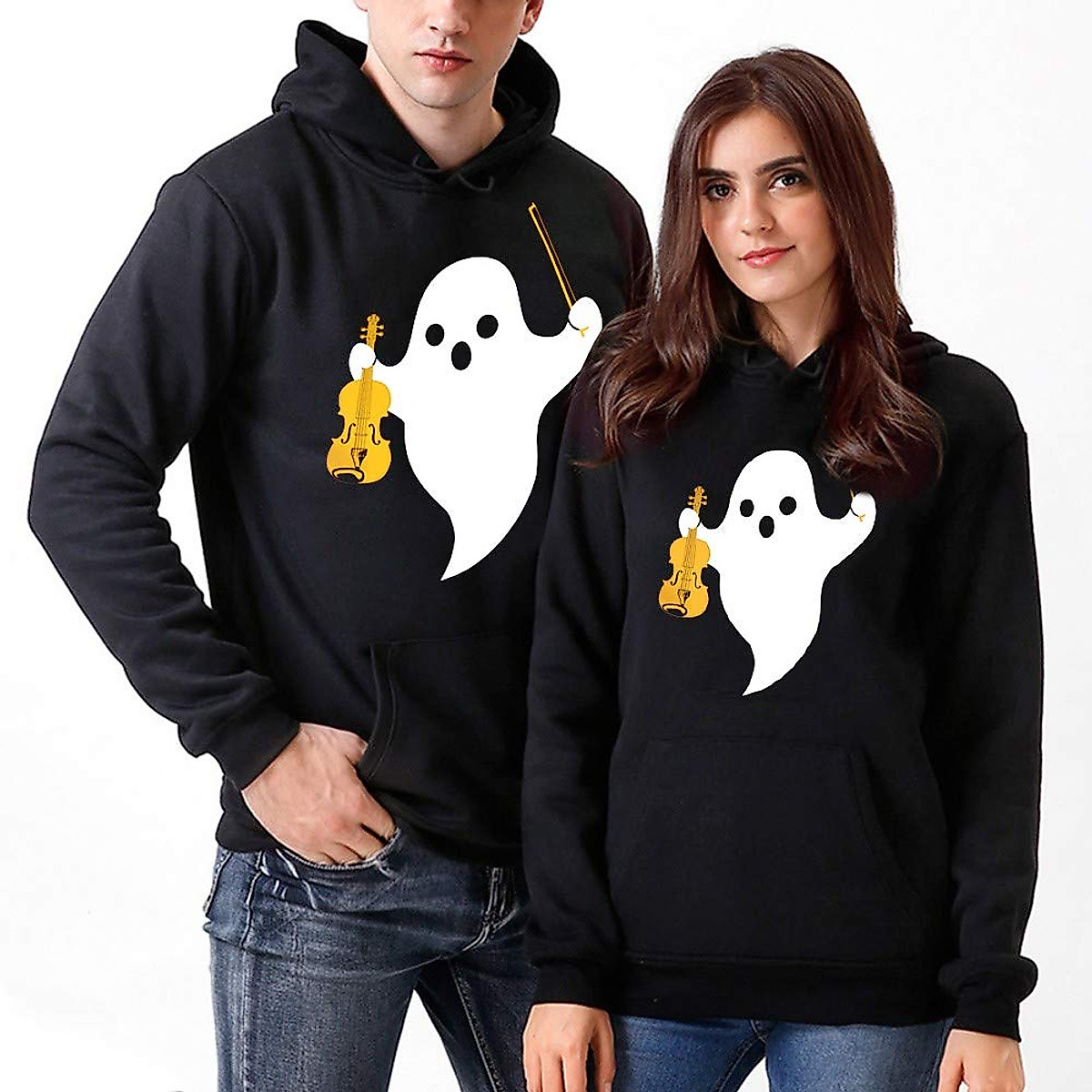 CapsA Halloween Costumes for Couples,Bone Hoodies Skeleton Halloween Costume, Pumpkin Print Sweatshirt Blouse