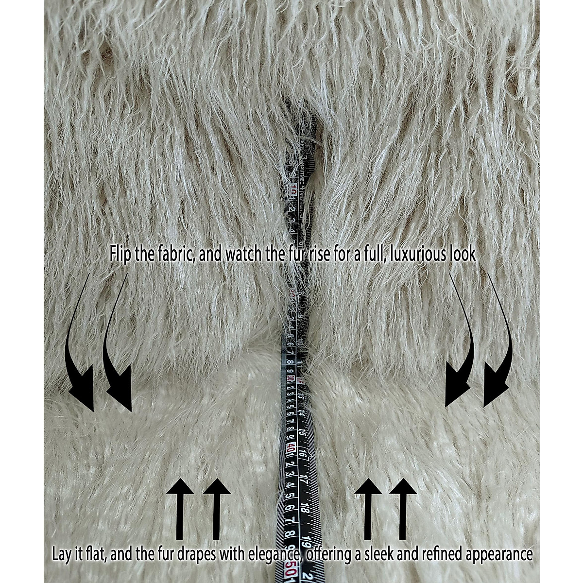 Fabric Empire 2.3oz Faux Curly Yak Fur Fabric 3.5" Long Pile Japanese Yarn / 58" Wide/Sold by The Continuous Yard (Latte Cream)