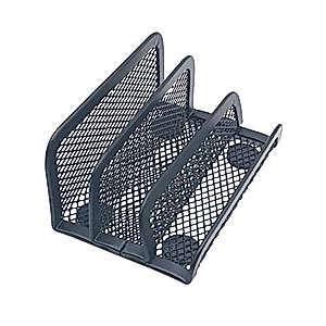 Desktop Stacking Business Card File Holder/Stand from Chris.W, 3-Tier, Metal Mesh Collection (Black)