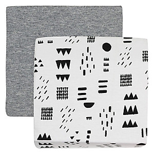 HonestBaby Organic Cotton Changing Pad Covers (Set of Two), Pattern Play/Heather Gray, One Size