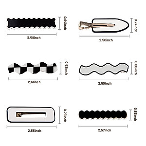 Fastat 12PCS No Bend Hair Clips Fashion Black And White Hair Clips Pretty Hair Pins For Women Hair AccessoriesAcrylic Hair Barrettes For Women With Thick Thin Hair