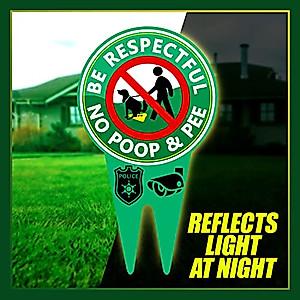 Be respectful dog sign, double sided sign, no pooping dog sign, Stay clean, Keep off grass sign