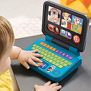 Fisher-Price Laugh & Learn Let's Connect Laptop - UK English Edition, Electronic Toy with Smart Stages Learning Content for Infants and Toddlers, HGW96