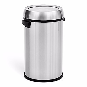 GlowSol 17 Gallon Large Capacity Kitchen Trash Can with Swing Lid, Commercial Trash Can, Heavy Duty Brushed Stainless Steel Garbage Can, 65 Liter, Suitable for Kitchen Outdoor Office
