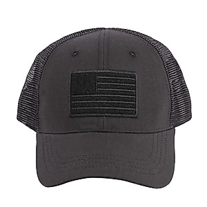 HIGHLAND TACTICAL American Flag - Trucker Mesh Hat Black