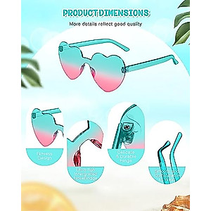 JDHXBMW Heart Sunglasses for Women 4Pairs Heart Shaped Sunglasses Rimless Fun Heart Glasses for Adult Party Favors