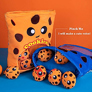 Nenalayo Plushies Doll a Bag of Cookie Toy Stuffed Soft Snack Pillow Plush Yummy Food Toy for Birthday Gift, Stuffed Toy Game Pillow Cushion Gift for Kids (Blue)