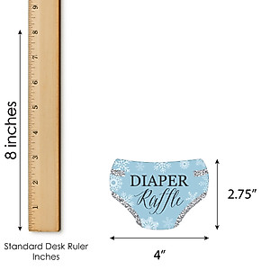 Big Dot of Happiness Winter Wonderland - Diaper Shaped Raffle Ticket Inserts - Snowflake Holiday Baby Shower Activities - Diaper Raffle Game - Set of 24