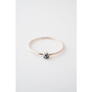 Honeycat Black Iron Ore Crystal Point Ring in 18k Rose Gold Plate | Minimalist, Delicate Jewelry (RG, 6)