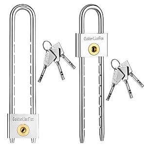 Photect 2 Pack Long Shackle Padlock with Key 2 Inch Solid Brass Removable Adjustable Length Silver Shackle for Gates, Cabinets, Safe Boxes, Bike Lock