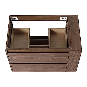 Voohek Bathroom Vanity Set, Cabinet & Sink Combo, for Apartment Dorm, Kitchen, Home Office, 30 Inch (Side Storage), Brown Oak