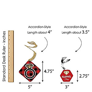 Big Dot of Happiness Flannel Fling Before the Ring - Buffalo Plaid Bachelorette Party Hanging Decor - Party Decoration Swirls - Set of 40