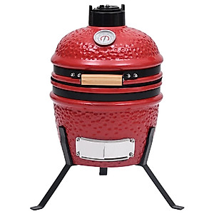 GaRcan 2-in-1 Kamado Barbecue Grill Smoker Ceramic 56 cm Red