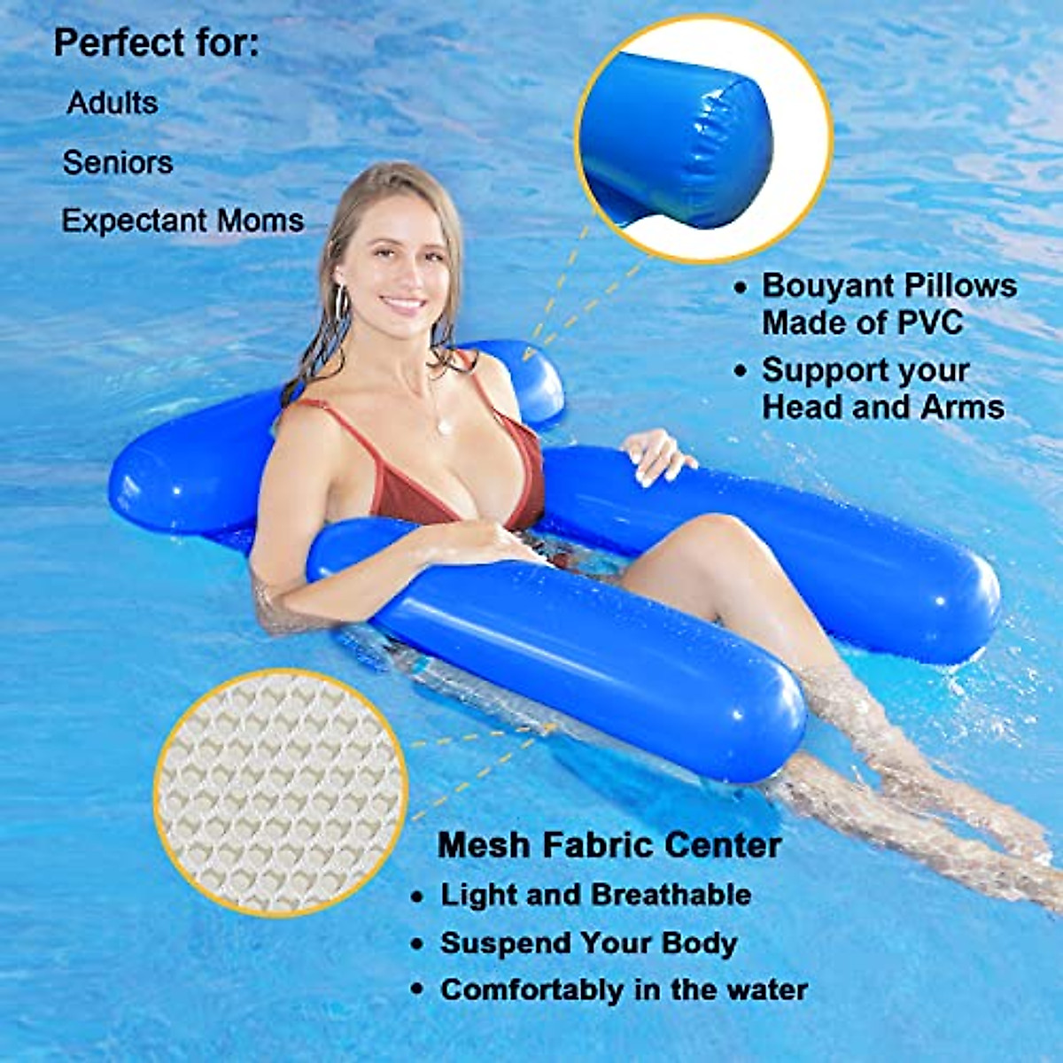 Water Chair Inflatable Floating Swimming Water Chair for Adult,Float Lounge,Portable Pool Hammock and Water Floating Lounge Bed Sofa for Outdoor