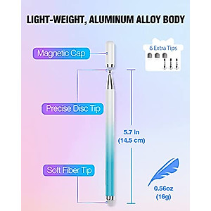 Stylus Pens for Touch Screens, 2 in 1 High Precision Universal Stylus Pen for iPad Compatible with Apple, iPhone, iPad, Android, Microsoft Tablets, Phones, 3 Pack-Blue, Pink, Purple