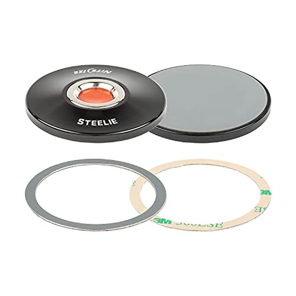 Nite Ize, Inc. STOMS-01-R8 Nite IZE Steelie Orbiter Plus Socket + Metal Ring, Holder iPhone 12 / Mini/Pro Max, Car Works with MagSafe Charger Magnetic Mount, Black