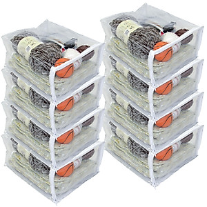 8-Pack Heavy Duty Vinyl Zippered Closet Square Storage Bags (Clear) for Sweaters, Blankets, Arts & Crafts, Toys and Much More! (9" x 11" x 5") 2.1 Gallon