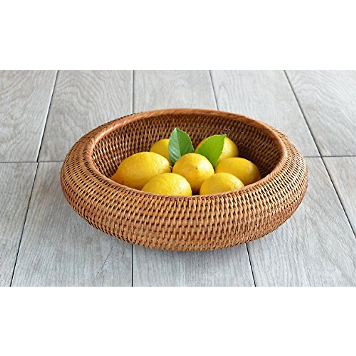 KOUBOO La Jolla Rattan Fruit Bowl, Honey Brown