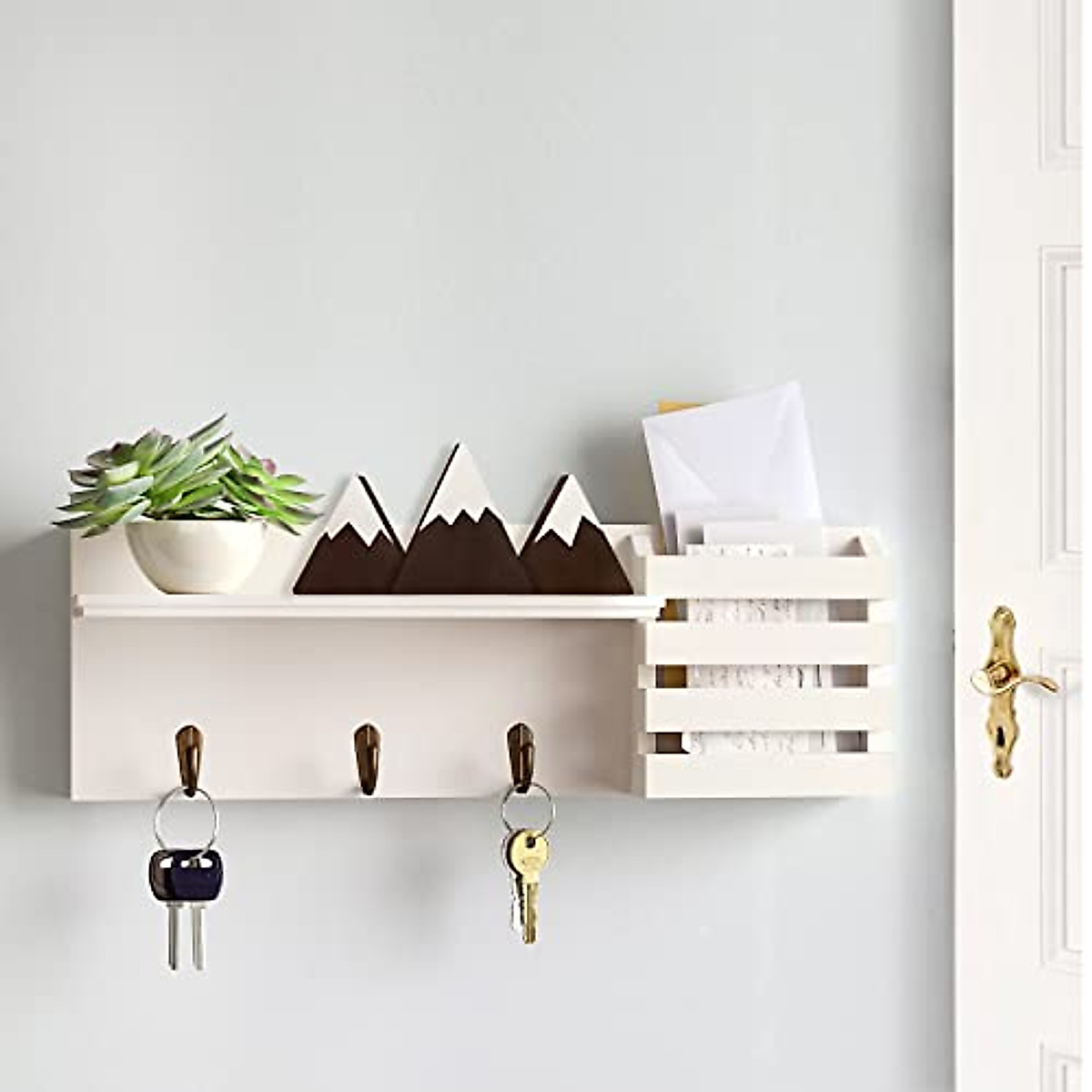 Huray Rayho Mountain Wooden Signs Wood Mountain Wall Art Farmhouse Decorations Shelf Sitter Office Desk Decors Snowy Mountains Cutouts Table Stands Kitchen Tiered Tray Ornaments, Set of 3