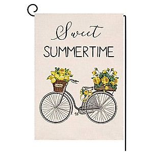 Summer Garden Flag Vertical Double Sided Lemon Farmhouse Burlap Yard Outdoor Decor 12.5 x 18 Inches (110496)