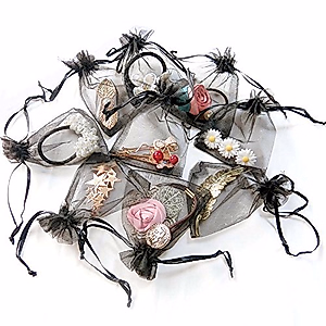 G2PLUS 4''X6 Organza Bags,100PCS 10X15CM Drawstring Organza Jewelry Favor Pouches Wedding Party Festival Gift Bags Candy Bags (Black)