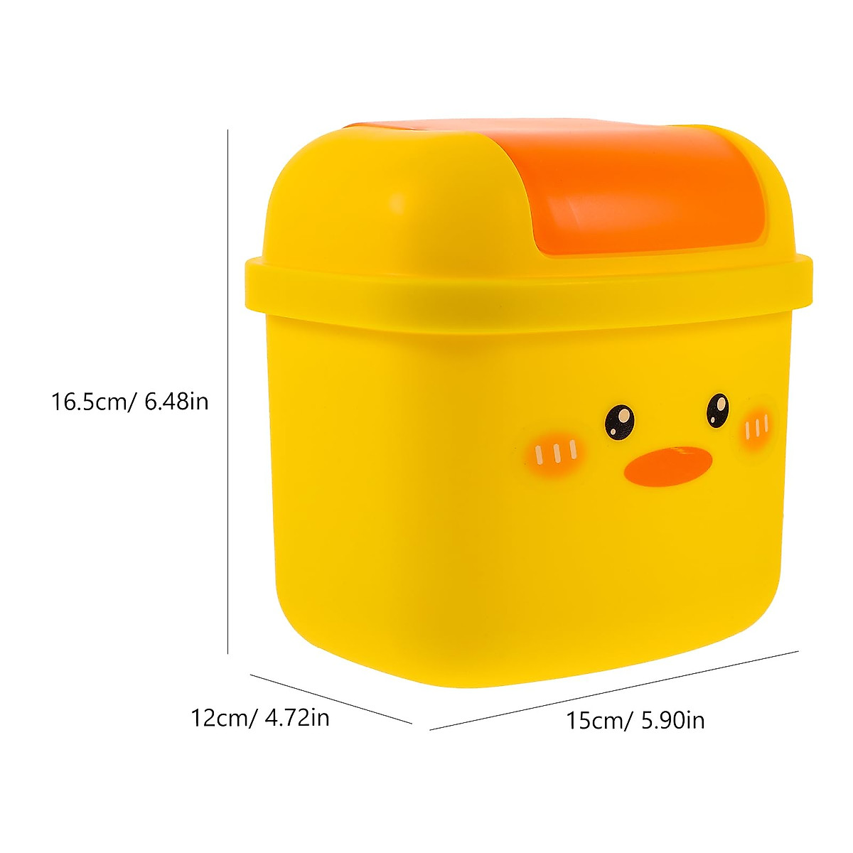 Amosfun Little Yellow Duck Trash Can Desktop Waste Container Paper Waste Basket Mini Garbage Can Small Trash Can Jewelry Organizer Rubbish Bin Girl Small Paper Plastic Super Cute