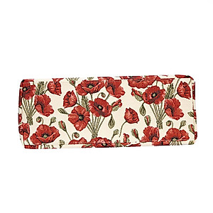 Signare Red and White Women’s Fashion Canvas Top Zip Hobo Shoulder Bag Beach Bag with Poppy Flower (HOBO-POP)