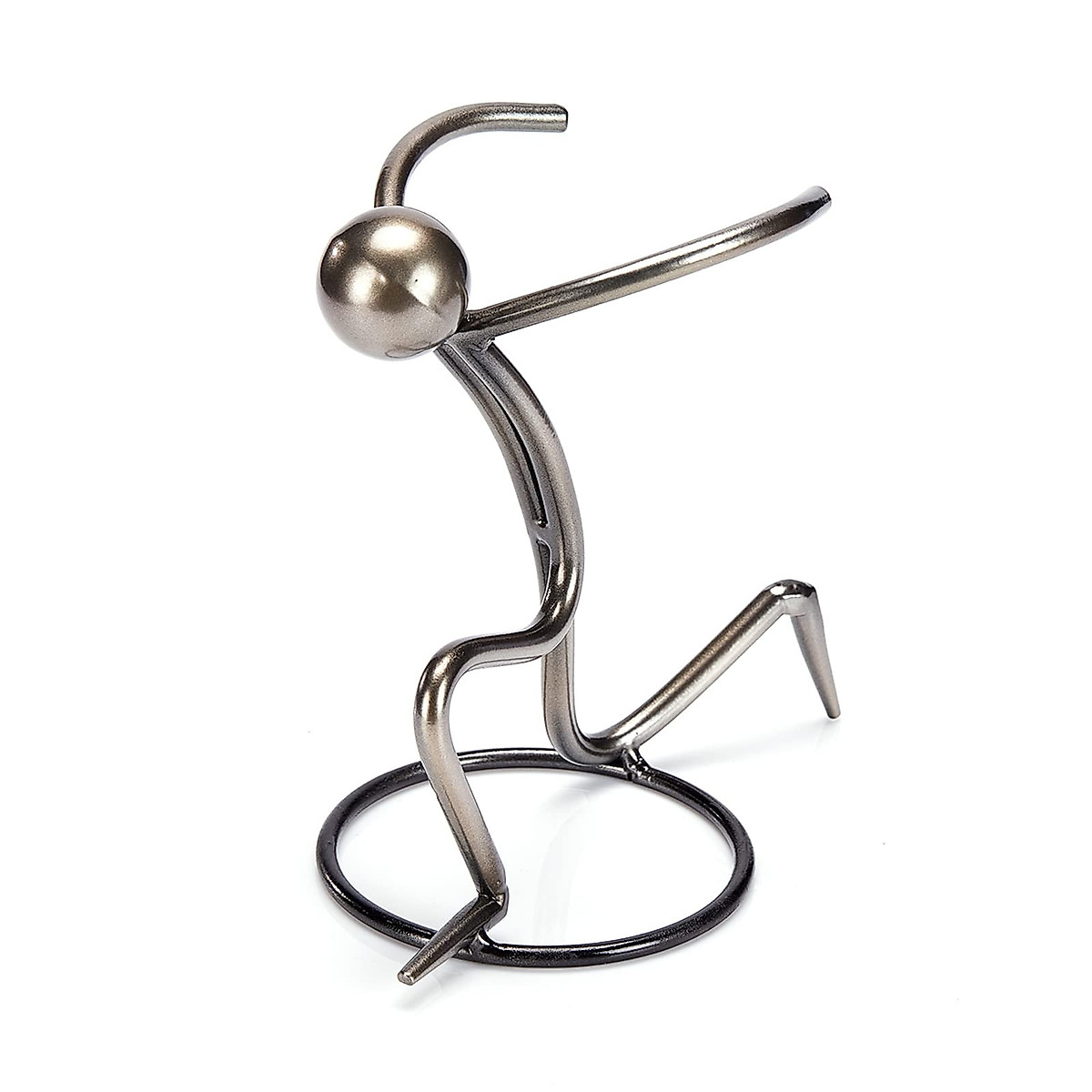 Aayla Tabletop Wine Rack - Metallic Silver Freestanding Countertop Figurine Wine Bottle Holder, Unique Wine Gifts and Accessories for Wine Lovers (Double 1)