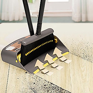 Broom and Dustpan/Broom with Dustpan Combo Set,Standing Dustpan Dust Pan with Long Handle 40"/52" for Home Kitchen Room Office Lobby Indoor Floor Cleaning Broom and Dustpan Set for Home