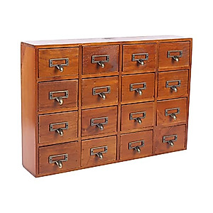 Retro Color Storage Box Desk Drawer Organizer Wooden Storage Box with 16 Drawers Home Office Desk Organization and Storage Rustic Storage Drawers Dressers for Bedroom Traditional Apothecary Cabinet
