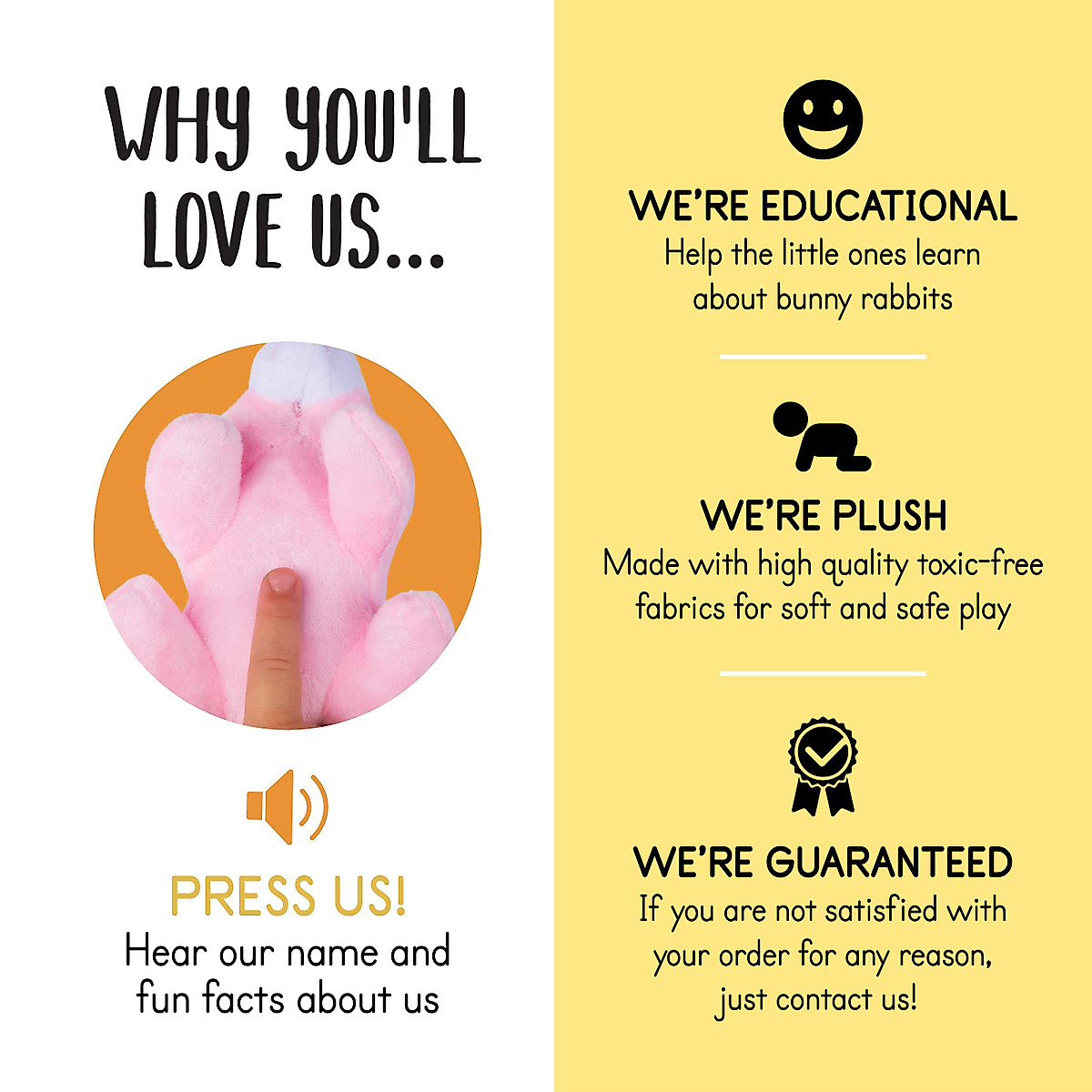 My Bunnies Plush Toy Set | Includes 4 Talking Fluffy Rabbits | Gray, Tan, Pink, and Black Bunnies with A Plush Carrot Shaped Carrier | Great Gift for Baby and Toddler Girls or Boys