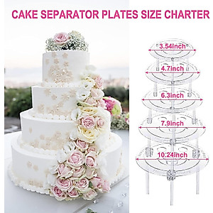 Kartisen 40 Pieces Plastic Cake Dowel Rods Set, 20 White Plastic Cake Sticks Support Rods with 5 Cake Separator Plates for 4, 6, 8, 10,12 Inch Cakes and 15 Clear Cake Stacking Dowels for Tiered Cakes