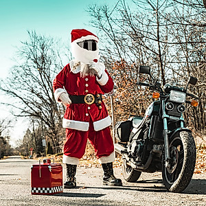 Christmas Santa Motorcycle Helmet Cover,Funny Helmet Cover Santa Claus Xmas Hat Decoration Accessories for Men(Suit for Helmets Without Tail Wings)