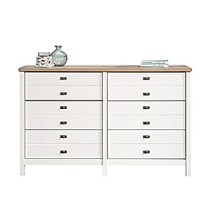 Sauder Cottage Road Dresser, L: 56.77" x W: 19.29" x H: 35.35", Soft White finish