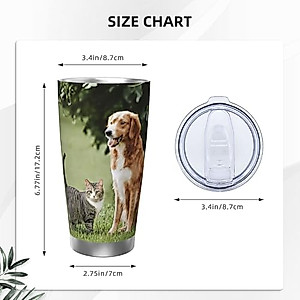 NHJKLWQSZ Lovely Dogs 20oz Stainless Steel Tumbler With Lid And Straw, Double Wall Vacuum Insulated Coffee Mug Travel Cups Leak-Proof Lid For Hot And Cold Drinks, Metal Straws And Brush
