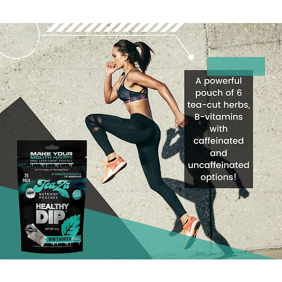 Teaza Herbal Energy Pouches Tobacco Free Nicotine Free, Smokeless Alternative Snuff Healthy Chewing Dipping Alternative, Wintergreen Chill (2 Pack) Tobacco Free Dip No Caffeine Refreshing Cool Flavor